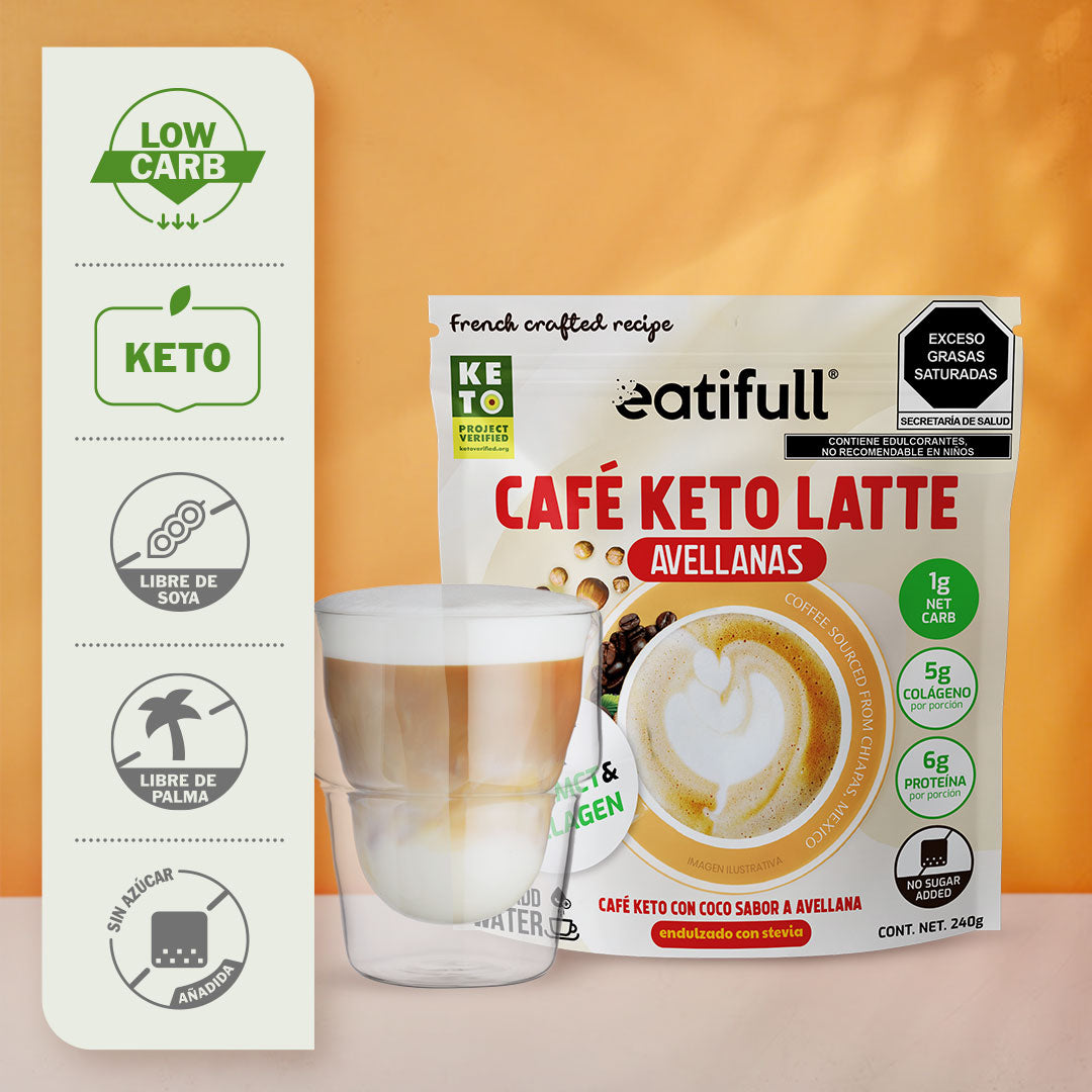 Keto Coffee o Café Keto Latte sabor Avellana con MCT y Colágeno Premium ...